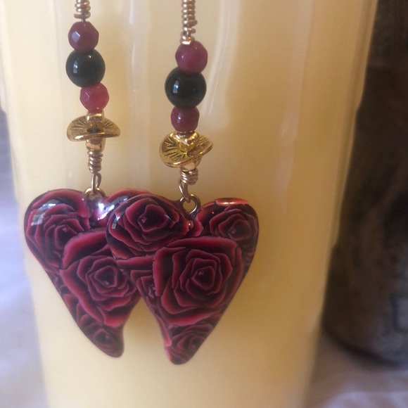 DirtRoadDesigns | Jewelry | Artisan Red Rose And Ruby Earrings | Poshmark